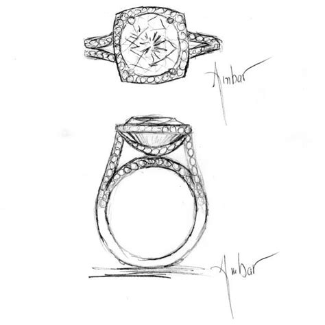 Hand Drawing Of Custom Engagement Ring Setting Ring Sketch Jewellery Sketches Jewelry Drawing