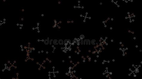 Abstract Chemical Formulas Transforming On A Black Background Seamless
