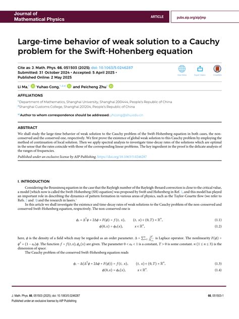 Large Time Behavior Of Weak Solution To A Cauchy Problem For The Swift Hohenberg Equation