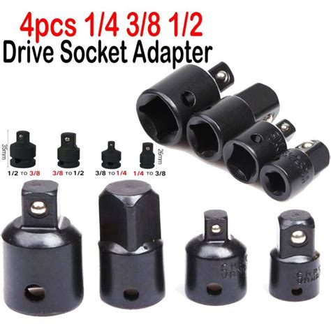 4pcs Socket Adapters 14 38 12 Steel Air Impact Adapter Converter 4pcs Socket Adapters 14 38 12 Steel Air Impact Adapter Converter