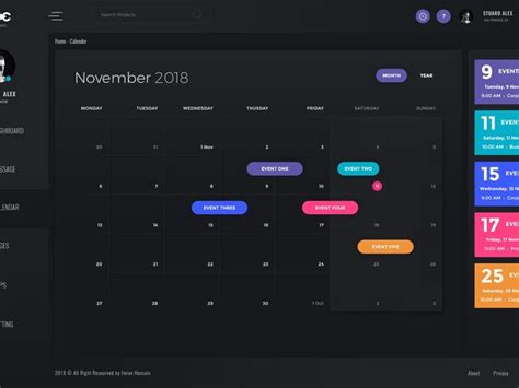 Calendar UI Dashboard In Calendar Ui Creative Calendar Calendar