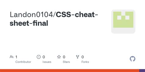 Github Landon Css Cheat Sheet Final
