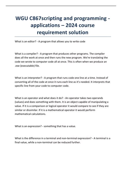 Wgu C867scripting And Programming Applications 2024 Course