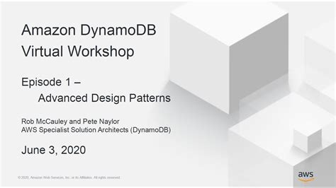 Advanced Design Patterns For Dynamodb Aws Virtual Workshop