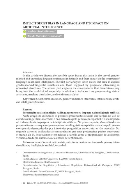 Pdf Implicit Sexist Bias In Language And Its Impact On Artificial Intelligence