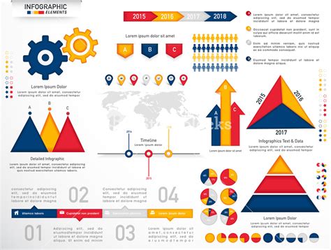 Creative Colorful Business Infographic Elements Including Pie Chart Graph Statistical Bar Etc