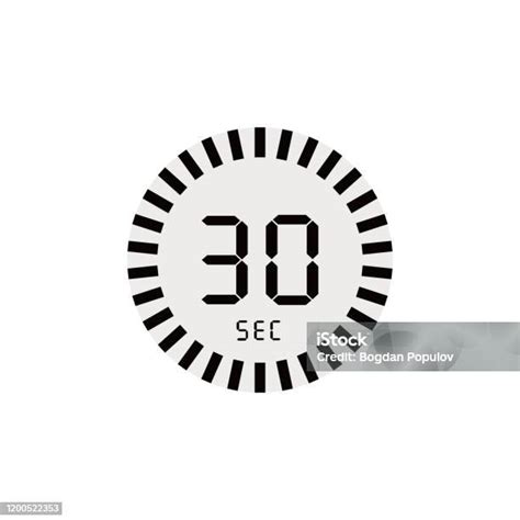 Stopwatch Vector Icon 30 Sec Digital Timer Clock And Watch Timer Countdown Symbol Stock