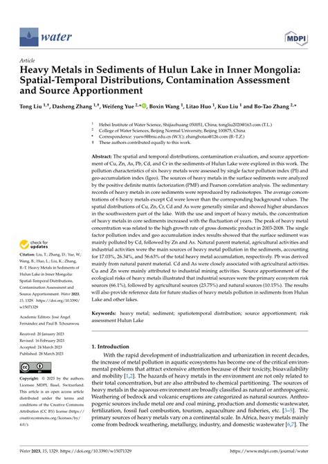 Pdf Heavy Metals In Sediments Of Hulun Lake In Inner Mongolia