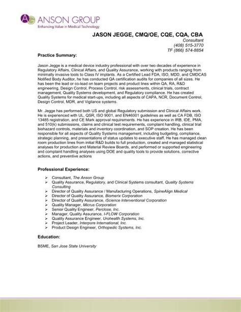 Jason Jegge Cmq Oe Cqe Cqa Cba Anson Group
