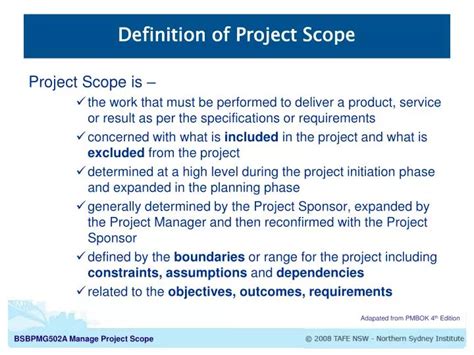 PPT Definition Of Project Scope PowerPoint Presentation Free