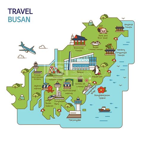 Ill178 프리진 일러스트 대한민국 한국 남한 나라 도시 여행 지도 지리 명소 관광 관광지 안내