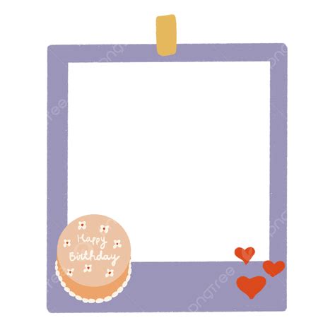 생일 케이크와 함께 폴라로이드 사진 프레임 폴라로이드 프레임 생신 Png 일러스트 및 Psd 이미지 무료 다운로드 Pngtree
