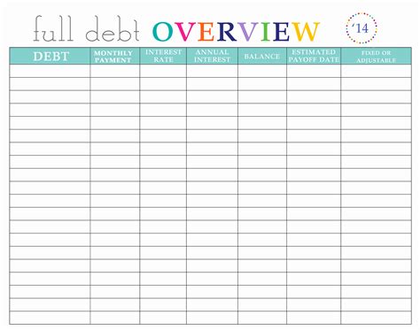 Bill Pay Spreadsheet