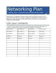 Networking Worksheet 1 Docx Networking Plan Create Your Customized