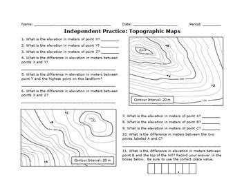 Topographic Map Worksheet