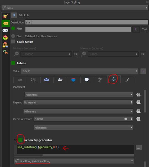 Labeling Place Label Along Line Near Start And End Of Line In Qgis