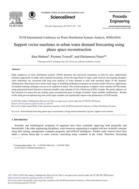 Pdf Support Vector Machines In Urban Water Demand Forecasting Using