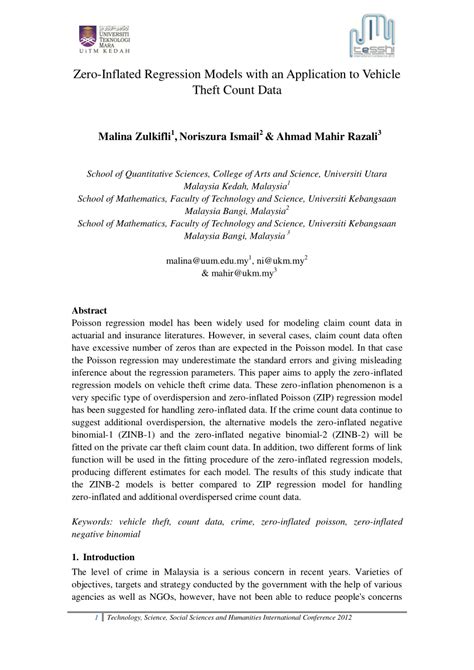 Pdf Zero Inflated Regression Models With An Application To Vehicle