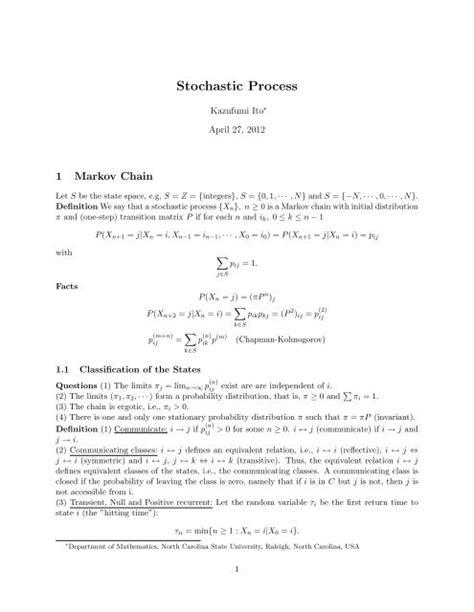 Stochastic Process North Carolina State University