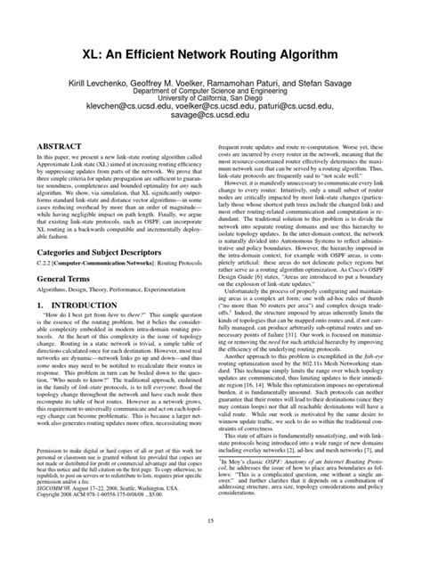 Xl An Efficient Network Routing Algorithm Pdf Routing Internet
