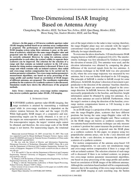 Pdf Three Dimensional Isar Imaging Based On Antenna Array