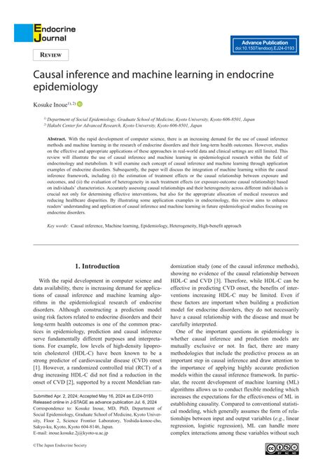 Pdf Causal Inference And Machine Learning In Endocrine Epidemiology