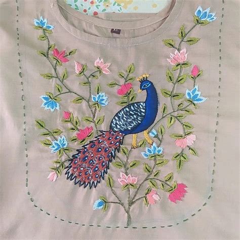 Peacock Embroidery Design For Hand Embroidered Shirt