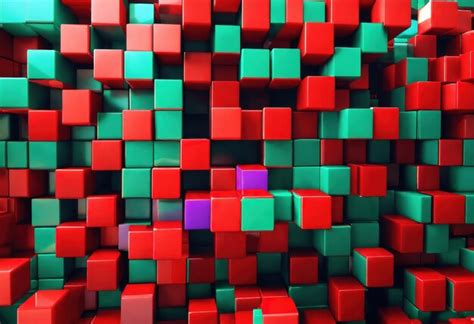 Abstract Geometric Background Colorful Constructor Logic Game Cubic Mosaic Structure Isometric