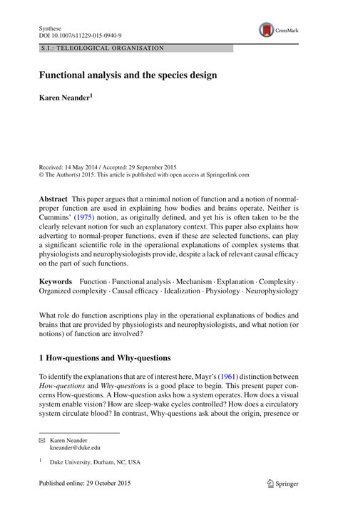 Pdf Functional Analysis And The Species Design