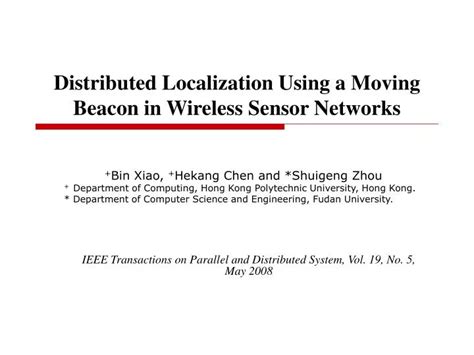 Ppt Distributed Localization Using A Moving Beacon In Wireless Sensor