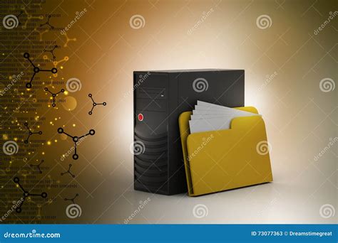Cpu With File Folder Stock Illustration Illustration Of Electronic
