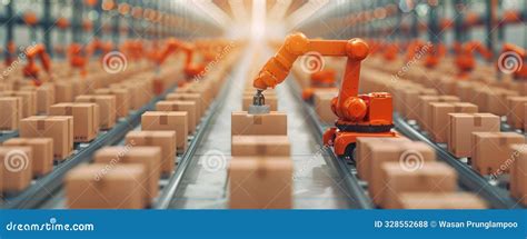 Automated Warehouse With Robots Sorting Packages Automation Logistics And Supply Chain Stock