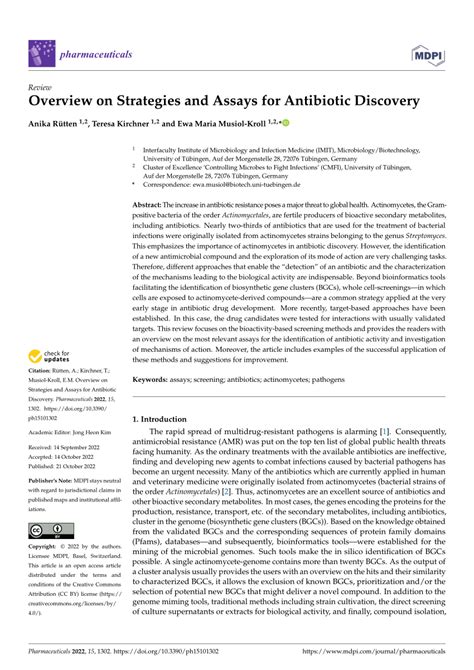 PDF Overview On Strategies And Assays For Antibiotic Discovery