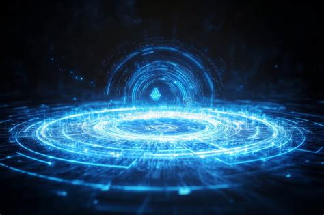 A Mesmerizing Digital Circuit Board Illuminated By Glowing Electric Blue Data Pulses Floating