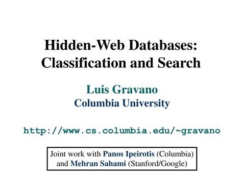 Ppt Hidden Web Databases Classification And Search Powerpoint Presentation Id9101400