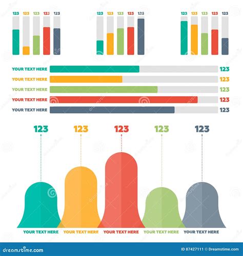 infographics elements color bar charts cartoon vector cartoondealer
