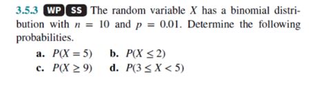 Solved 3 5 3 WPSS The Random Variable X Has A Binomial Chegg Com