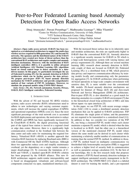 Pdf Peer To Peer Federated Learning Based Anomaly Detection For Open