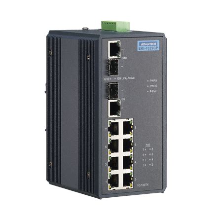 EKI 7629CP 8FE PoE 2G Combo Unmanaged Ethernet Switch IEEE802 3af Semaphore Systems