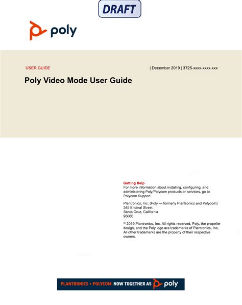 Polycom P018 Poly Studio X30 User Manual Poly Video Mode User Guide