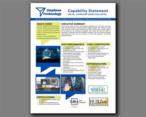 Technology Editable Capability Statement Template Business Marketing