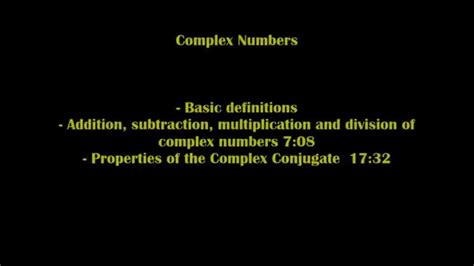 Lecture 1 Complex Numbers Introduction Youtube