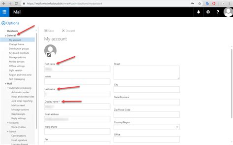 Change Name In Accout Outlook Knowledgebase SwissInfoCloud