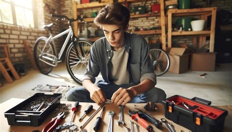 Premium Ai Image Teenager Assembling Bicycle