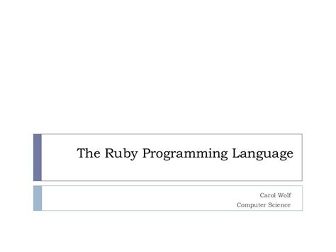 The Ruby Programming Language
