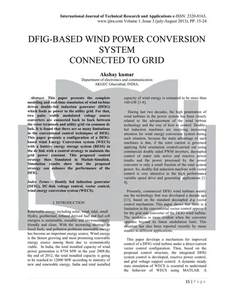 Dfig Based Wind Power Conversion System Connected To Grid