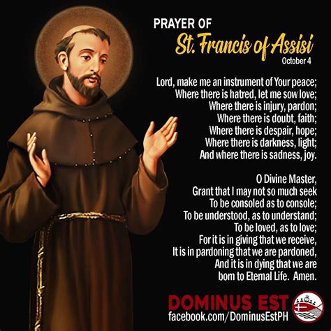 Peace Prayer Of Saint Francis Of Assisi Saint Francis Of Assisi Pray