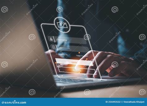 businessman typing on keyboard laptop computer to input username and password secure internet