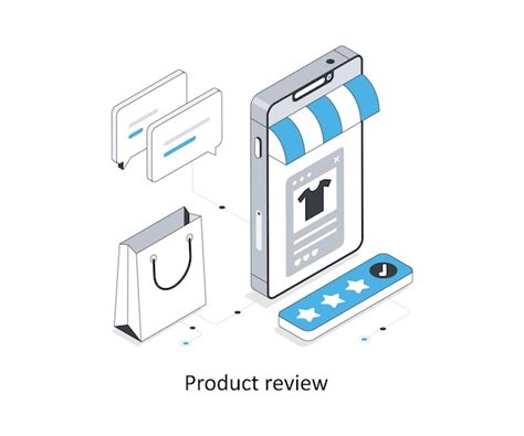 제품 리뷰 이소메트릭 스 일러스트레이션 Eps 프리미엄 벡터