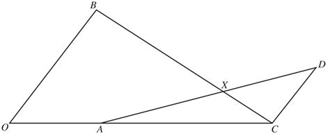 solved the diagram shows points o a b c d and x the